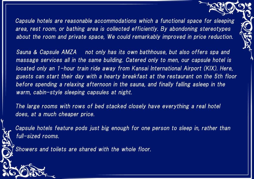 Sauna & Capsule AMZA (mens only), Osaka – Updated 2024 Prices