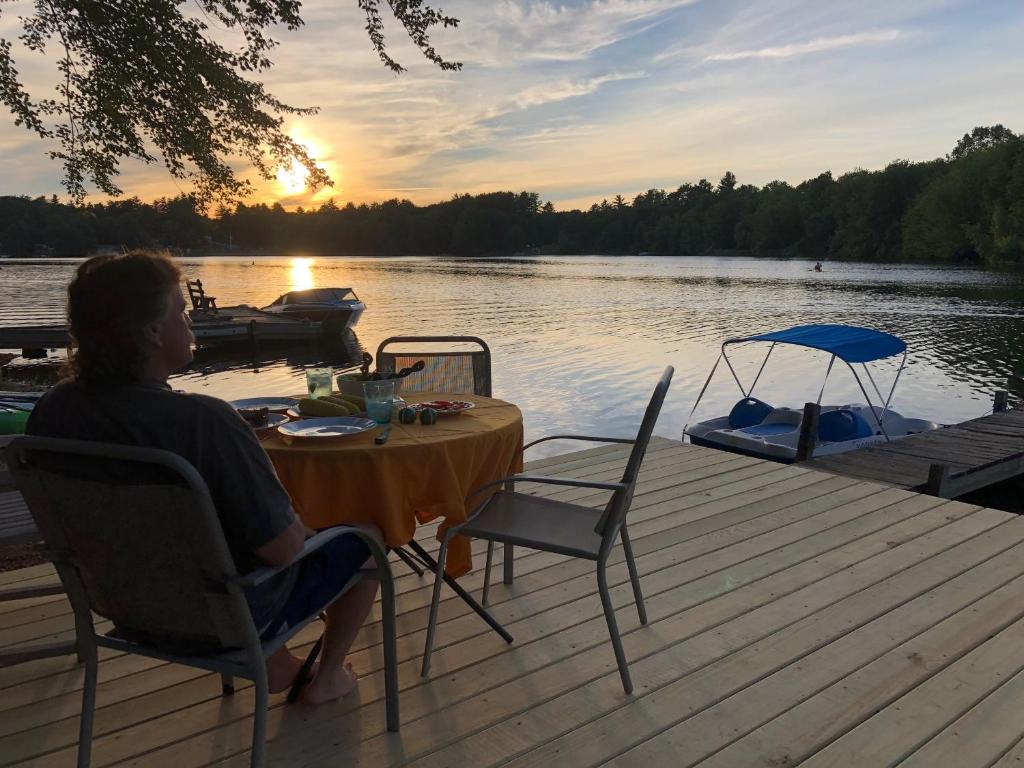 Stylish lake home with private beach, dock and firepit for swimming ...