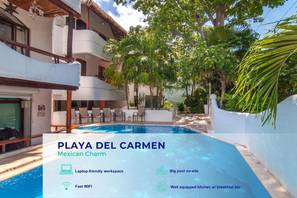 Mexican Charm, Private Terrace & Pool Near 5th Ave - Cozumel