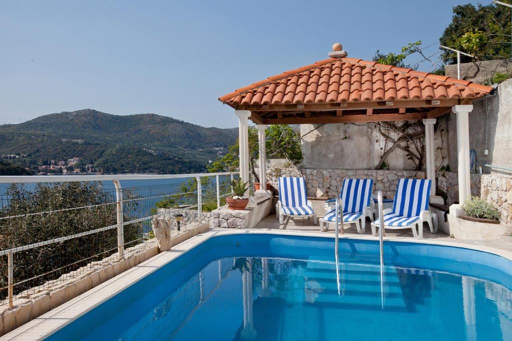 Stone villa with private pool & rocky beach & fantastic sea view ...
