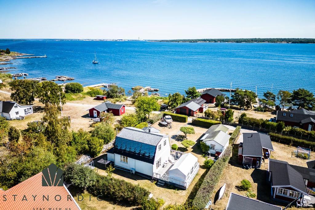 Nice house with a panoramic view of the sea on beautiful Hasslo outside ...