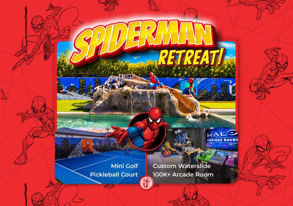 Da Spidey House: Waterslide, 100K Gameroom, Pickleball, Bocceball ...