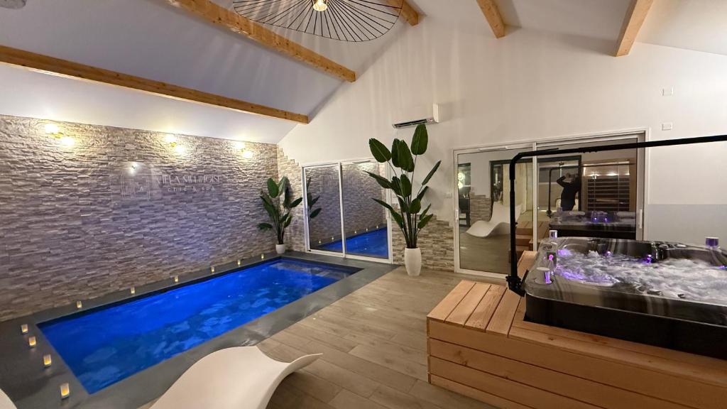 Maison privative avec piscine intérieure, spa, sauna, cinéma et billard ...