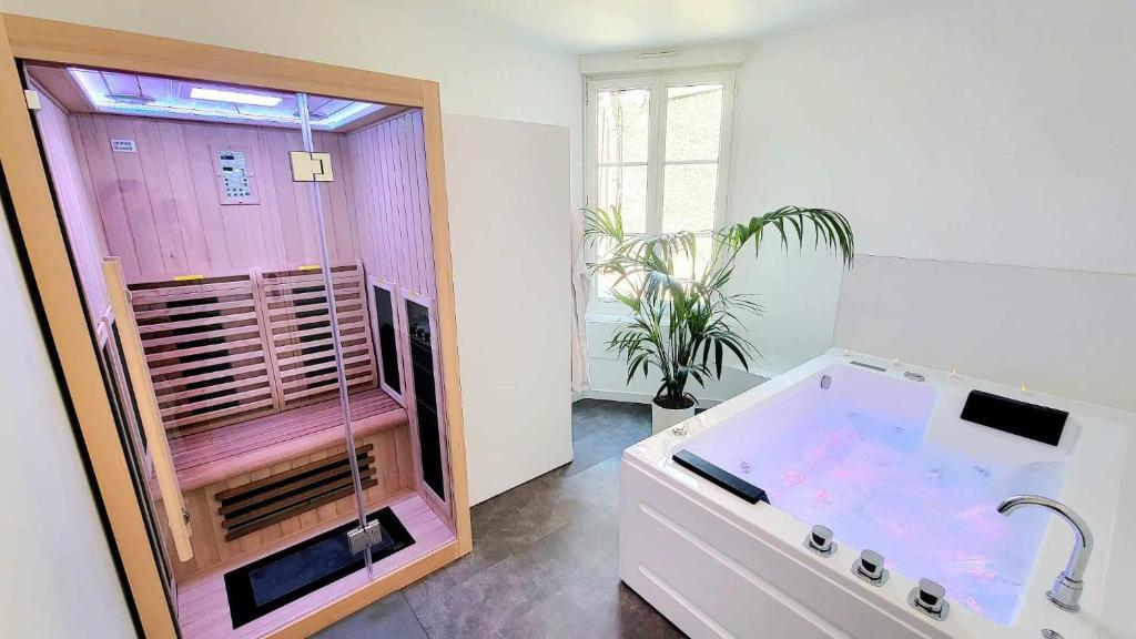 Appart SPA 80m2 avec terrasse balcon jacuzzi et sauna privatif en hyper ...