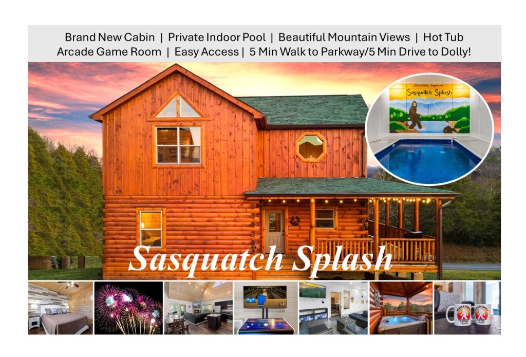 Sasquatch Splash Premier Private Pool Cabin with Hot Tub, Mtn Views, Arcade Games, Excellent ...