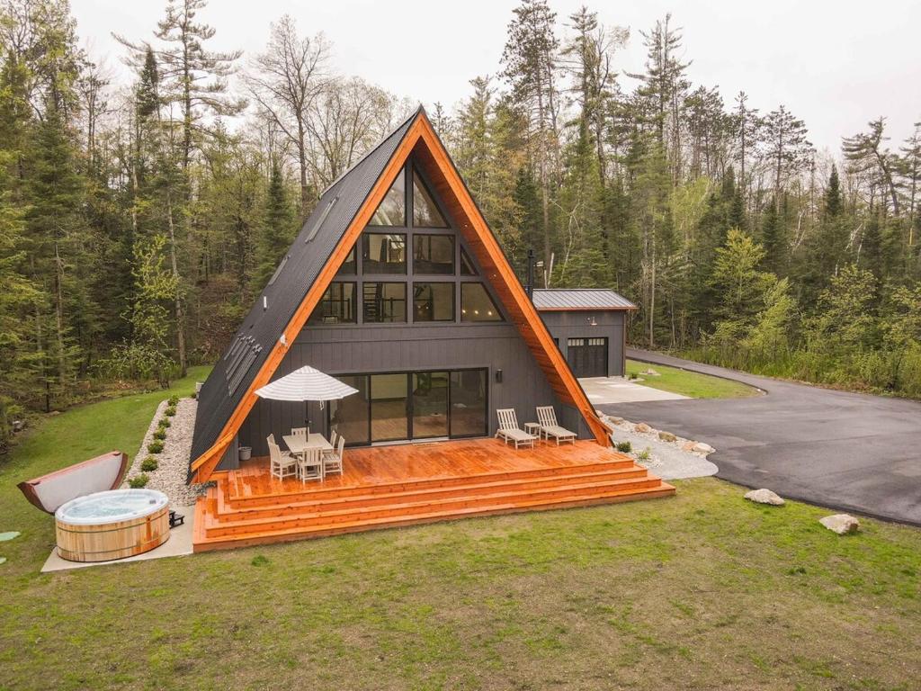 TreeTops Ayframe, Supersized AFrame on the River with Hot Tub, Indian ...