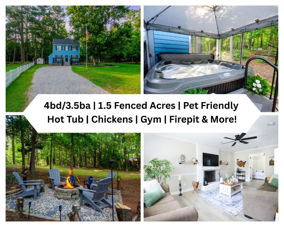 Private 1 Acre Retreat, Spa, Firepit, Gym, Chickens, King Suite, Pets ...