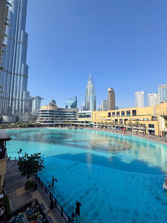 Souk Al Bahar Dubai Fountain and Burj Khalifa view from the Balcony, 2 ...