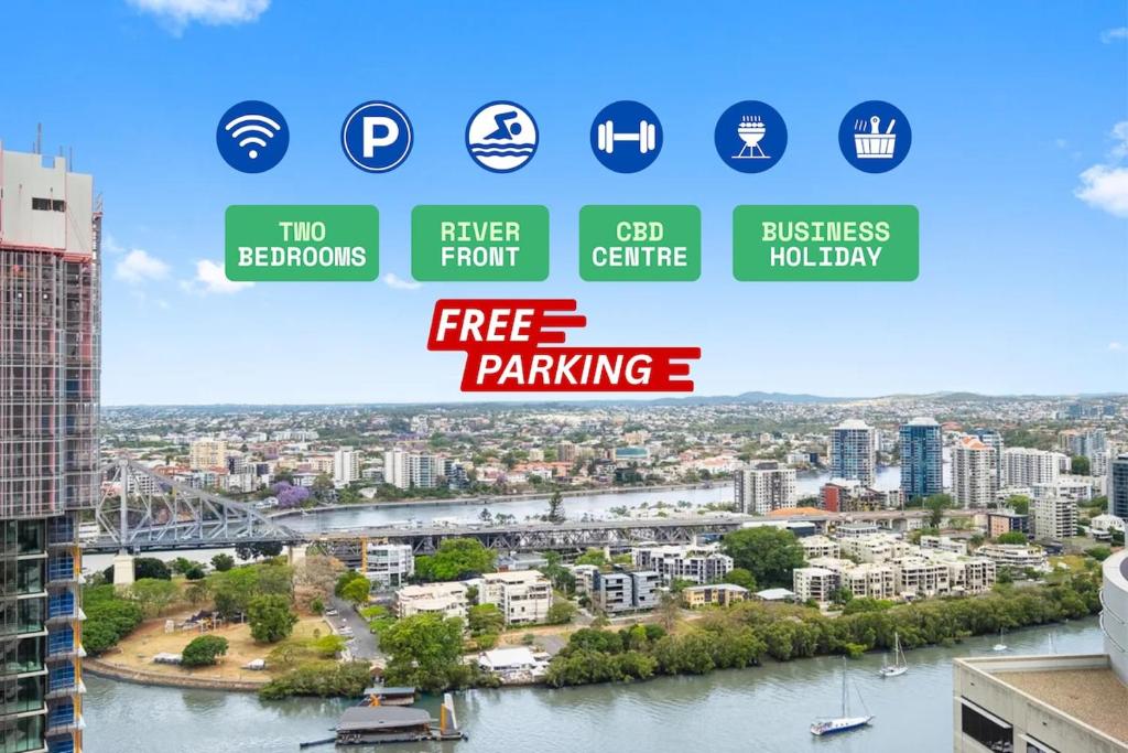 Riverfront Bridge View CBD Heart FREE Parking 2BED, Μπρισμπέιν ...