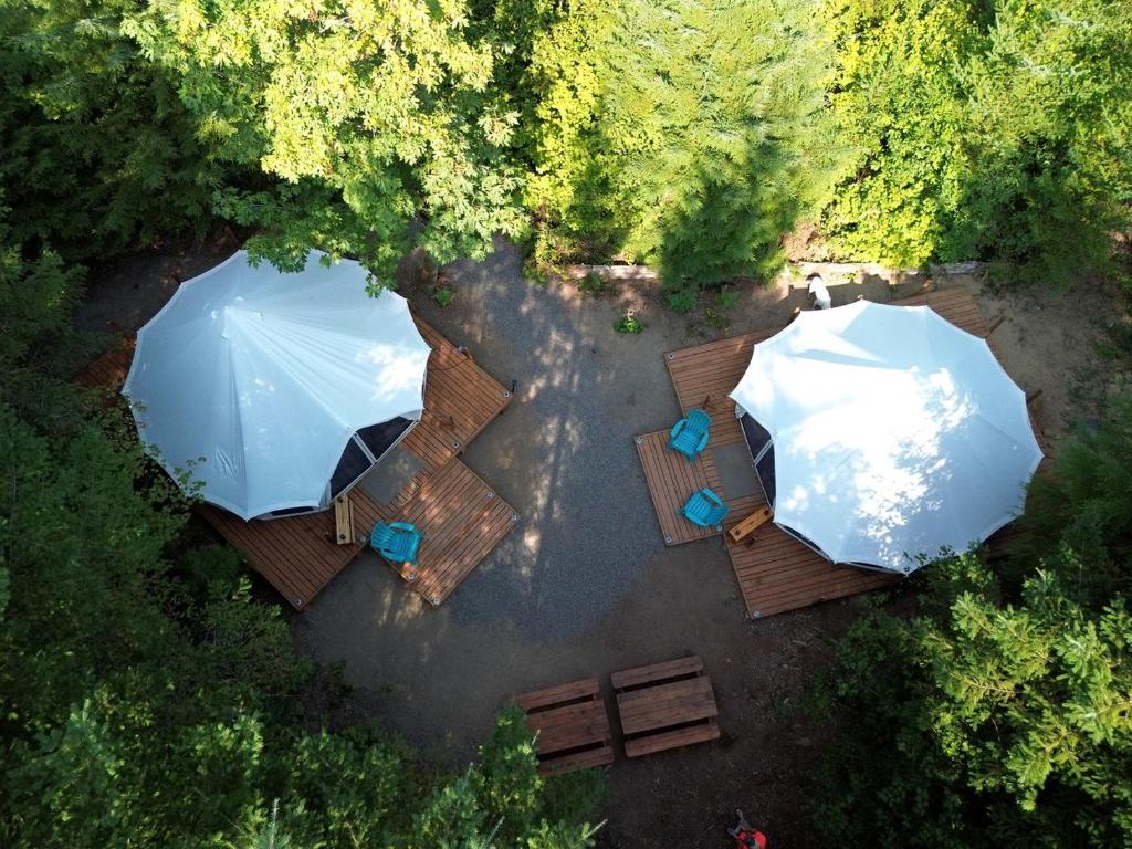 Spacious Dual Bell Tent Glamping Retreat with Forest Deck near Carson ...