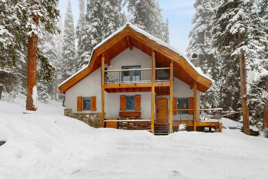 Luxurious furnished modern mountain ski chalet set deep in the woods ...