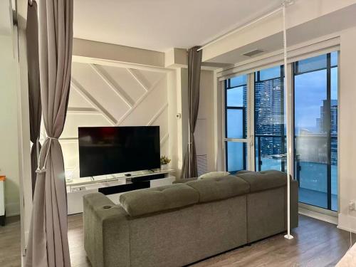 CN Tower and Rogers Centre View and Central Island Lake View, Toronto ...